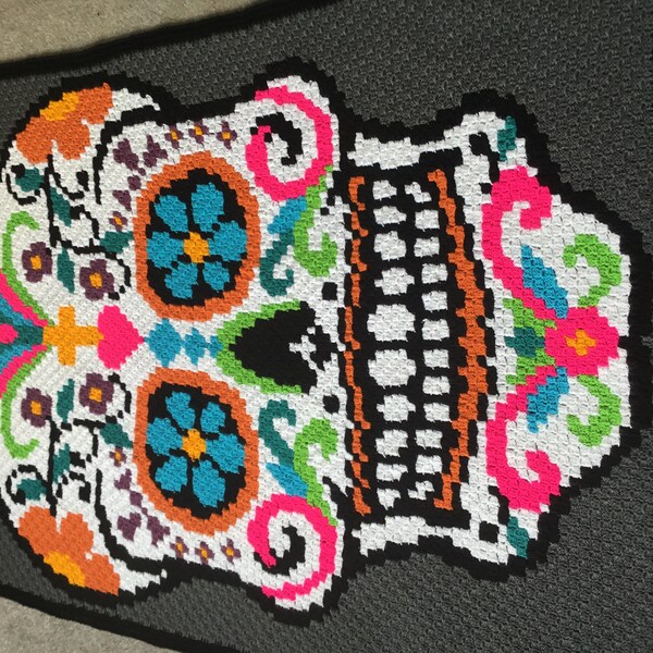 Sugar Skull Crochet Graph Pattern, C2C Graphgan PDF, Day of the Dead ...