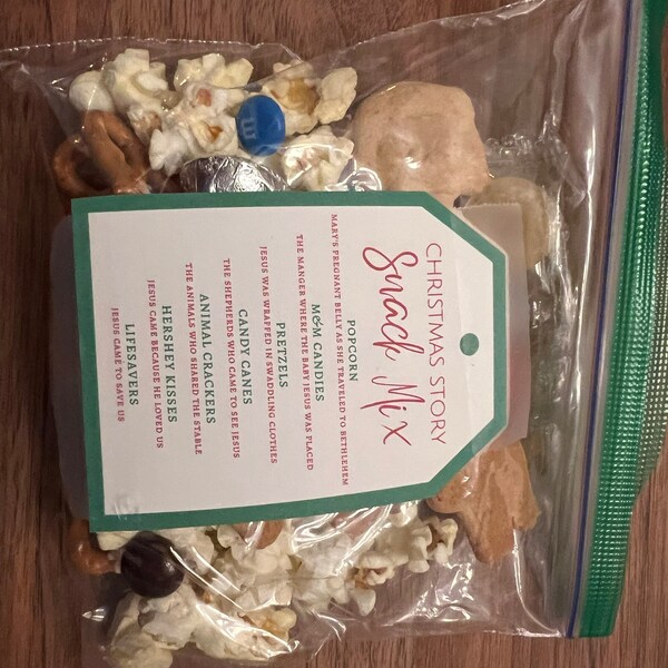 Nativity Story Snack Mix Gift Tags, Religious Gift Faith Based Gift ...