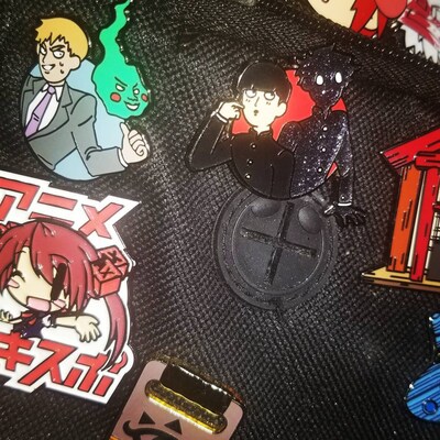Mob Anime Inspired Pin Gold/black Metal Hard Enamel Pin - Etsy