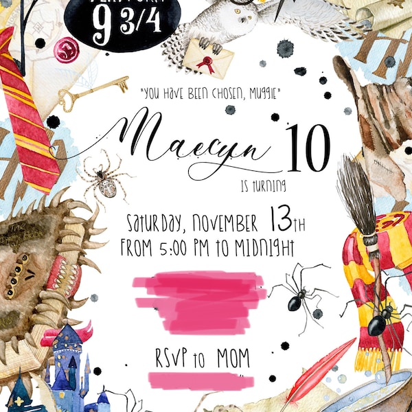 Magic Birthday Invitation,school of Wizardry Invitation,magic Party ...