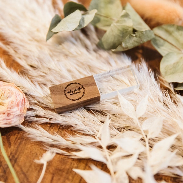 Wood Glass USB 3.0 Engraved Usb Stick Glass Wedding USB Stick 3.0 - Etsy