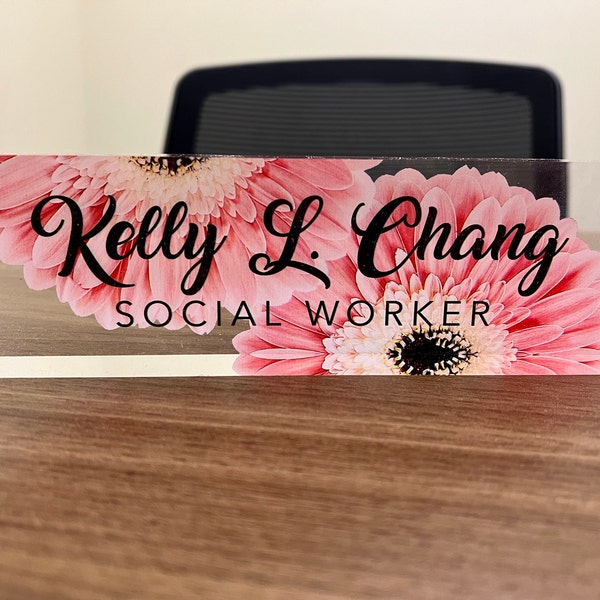 Personalized Desk Name Plate| Daisy Design Office Desk Decor on Clear ...