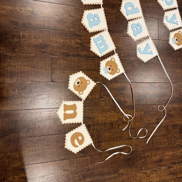 Beary First Birthday Banner Bear Decorations Bearly One Decorations ...