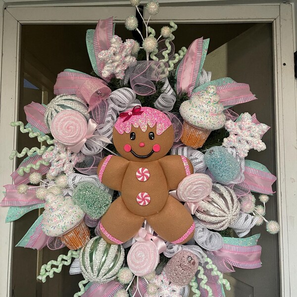 Gingerbread Wreath Attachment, Christmas Wreath Attachment, Gingerbread ...