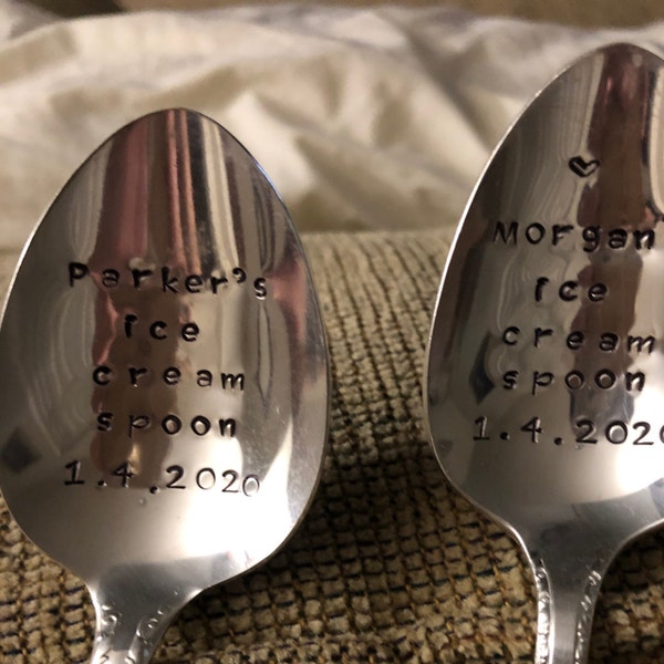 Personalized Ice Cream Spoon Monogrammed Spoon Hand Stamped Spoon Gift ...