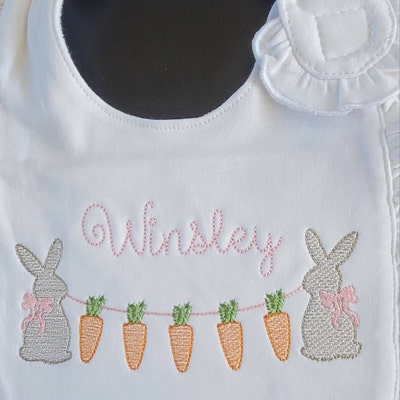 Girl's Monogram Bib / Monogrammed Bib / Personalized Bib / Bow ...