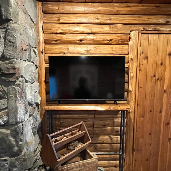 Rustic Live Edge Log TV Stand for Living Room With Media Center ...