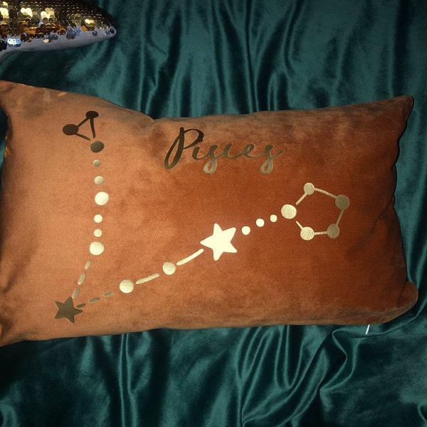 Personalised Star Sign Velvet Cushion for Her Home, Star Sign Cushion ...