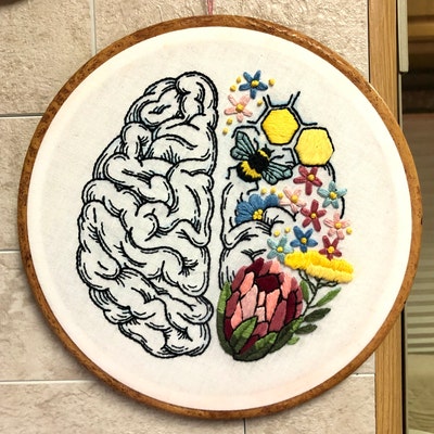 Hand Embroidery Pattern BRAIN'S GARDEN, Anatomical Brain PDF Embroidery ...