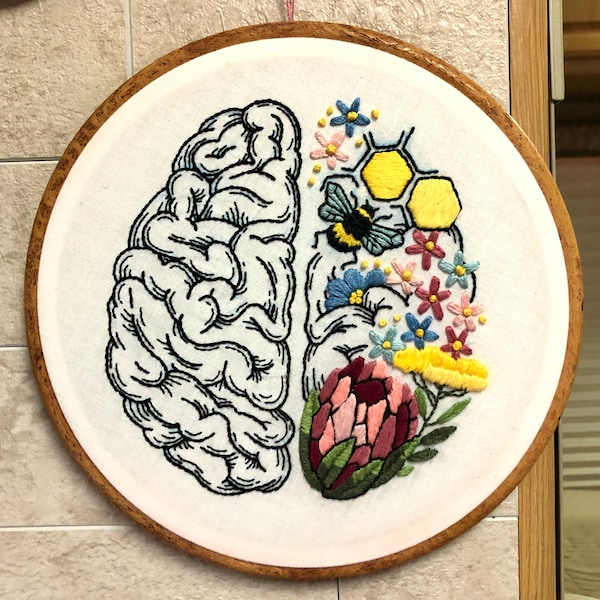 Hand Embroidery Pattern - BRAIN'S GARDEN, Anatomical Brain PDF ...