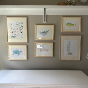 Blue Shell Wall Decor, Set of 3 Art Prints, Conch Shell, Starfish, Sand ...