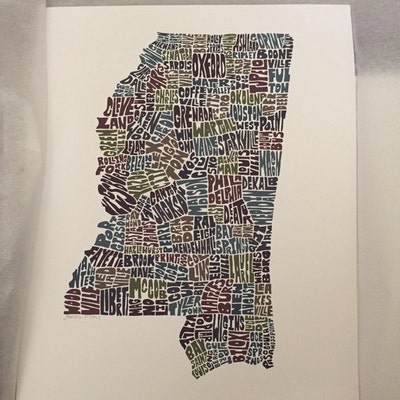 Mississippi Map Art, Mississippi Art Print, Signed Print of My Original ...