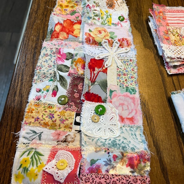 Set of TEN 2 X 3 Fabric Snippet Clusters Colorful Floral Prints, Pale ...