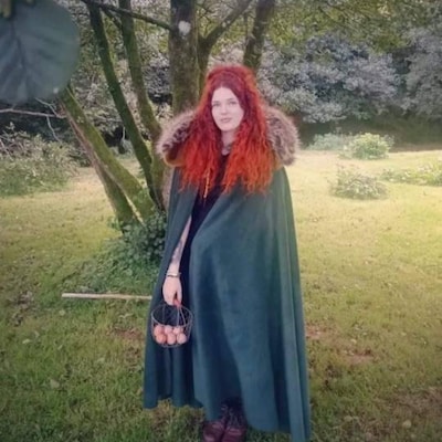 Forest Green Fleece Cloak With Hood and Black /golden Trimming Goddess ...