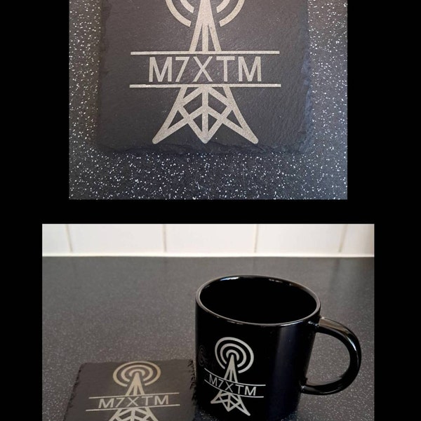 Personalized HAM Radio Call Sign Slate Coaster - Custom Engraved Gift ...