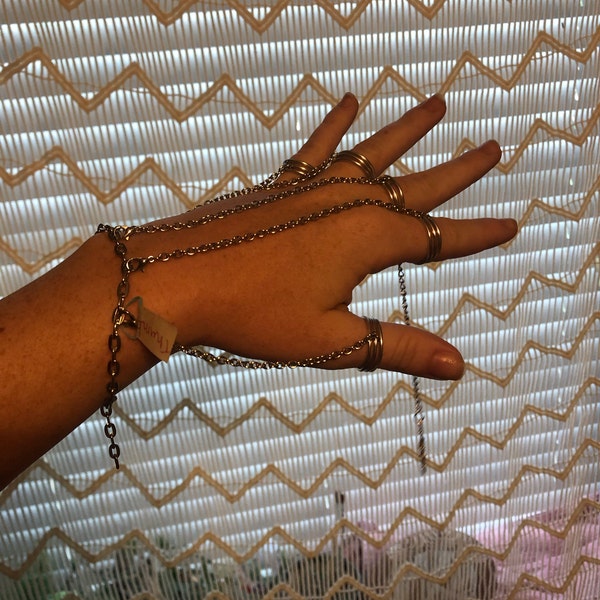 Handmade Anime Chain Bracelet and Five Finger Rings - Etsy