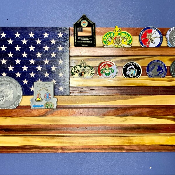 Handmade American Flag Challenge Coin Hanging Wall Display Rack - Etsy