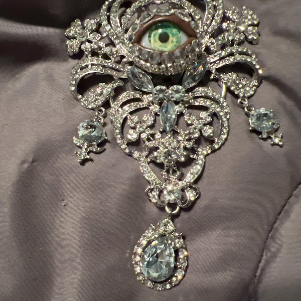 HUGE Epic Golden Topaz Eyeball Art Brooch (or Pendant With Loop) With a ...