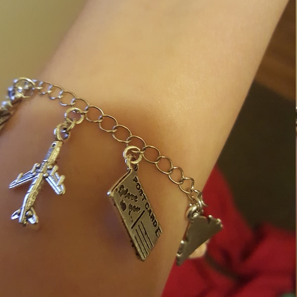 Paris Charm Bracelet, Paris Necklace, France, Eiffel Tower, Love Travel ...