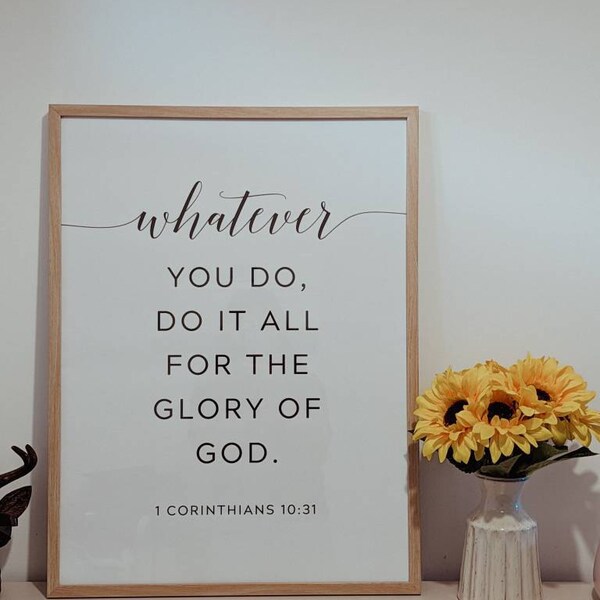 1 Corinthians 10:31 for the Glory of God Bible Verse Wall Art ...