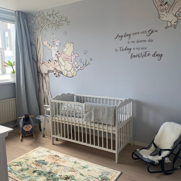 Winnie the Pooh and Friends on Tree With Quote Nursery Wall Decal ...