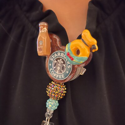 Mickey Summer Inspired Badge Reel 3D Badge Reel Coffee Lover Barista ...