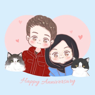 Custom Cute Chibi Portrait Commission Personalized Anime Cartoon Art ...