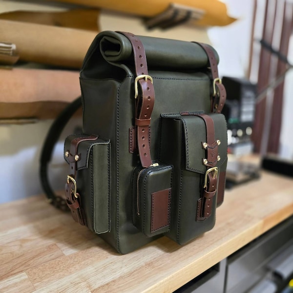 Leather Roll-top Backpack Pattern: Travel Bag Template (PDF & DXF) - Etsy