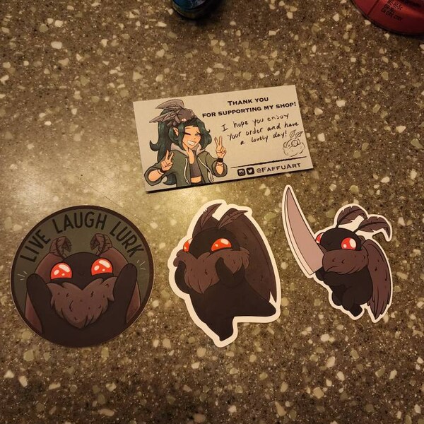 Mothman Sticker || Live Laugh Lurk - Boba Mothman Series || Cute Baby ...