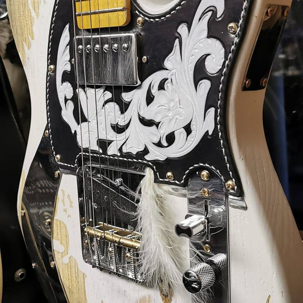 Custom Tooled Leather Pickguard Fits Fender Telecaster Tele or Esquire ...