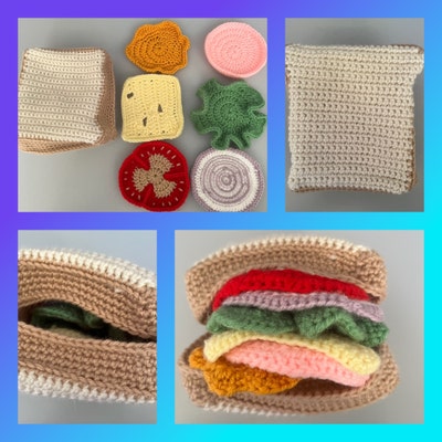 Crochet Pattern Sandwich Coaster Set Crochet Lettuce, Fried Egg ...