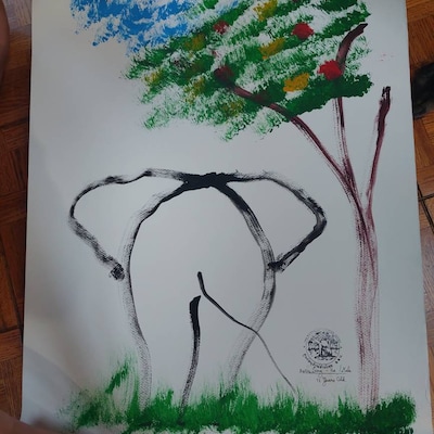 Trunk Made Painting, Oil Painting Made by Thai Elephant, Elephant Wall ...
