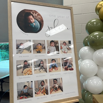 Printable One Year of Photo Poster Template, Modern 1st Birthday ...