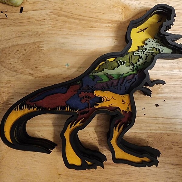 T-rex, Laser Cut File , Multilayer - 9 Layer Art Piece for Glowforge - Etsy