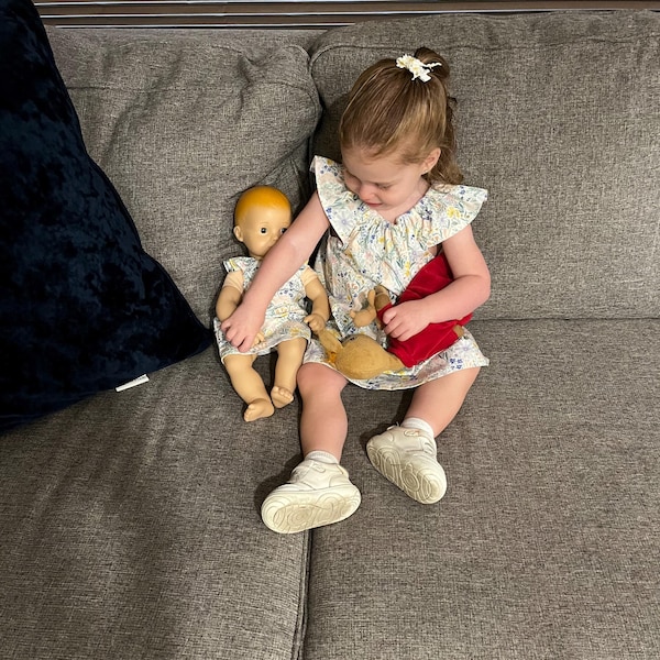 Ruffled Linen Baby Bonnet Girl, Ivory, Dusty Pink, Dusty Blue Ruffle ...