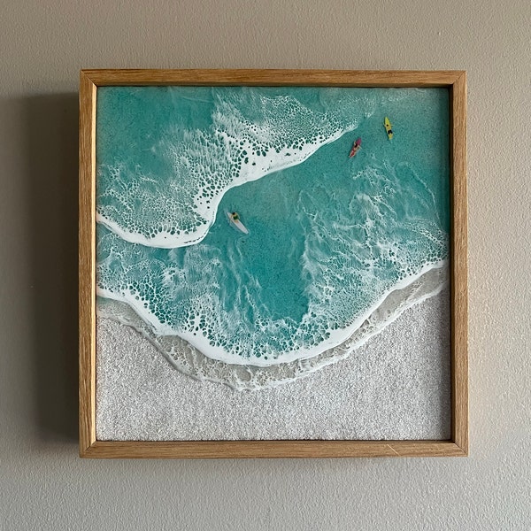 Surfboard Wall Art, Epoxy Wooden Mini Surfboard, Ocean Decor - Surf ...