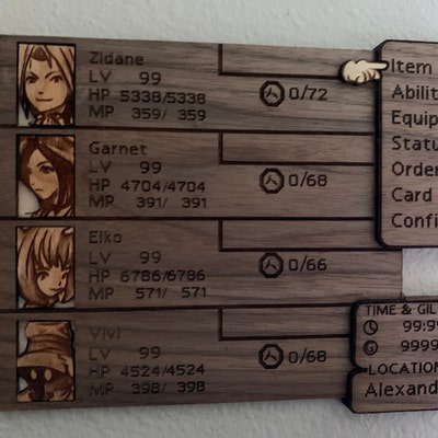 Custom Wooden Final Fantasy 9 Menu Screen With Characters You Can Pick ...