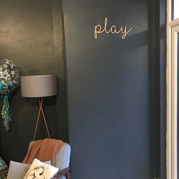 Play - Wooden Wall Sign - Art Bedroom Nursery Decoration Kids Baby Play ...