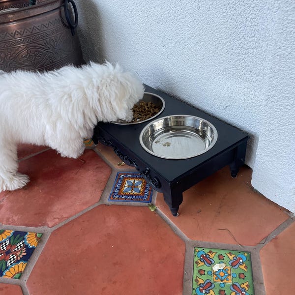 Farmhouse Chic Dog or Cat Elevated Pet Feeder | HUMAN GRADE Stainless ...