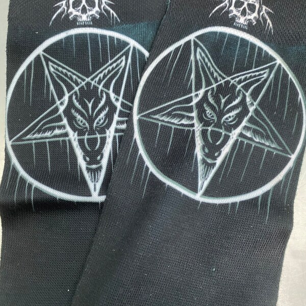 Skull Satanic Pentagram Crew Socks-pentagram Socks-satanic Socks ...