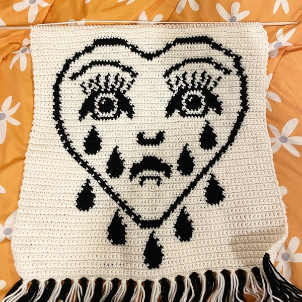 Crying Heart Crochet Wall Hanging Pattern - Etsy