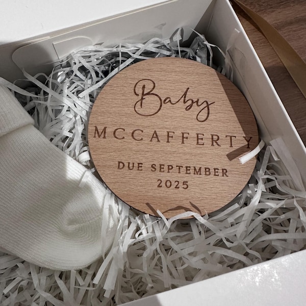 Personalised Pregnancy Announcement Sign | Wooden Due Date Plaque L ...