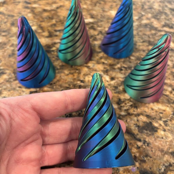 3d Printed Spiral Vortex Fidget Cone Hands on (ice Pop Frost Blue) - Etsy