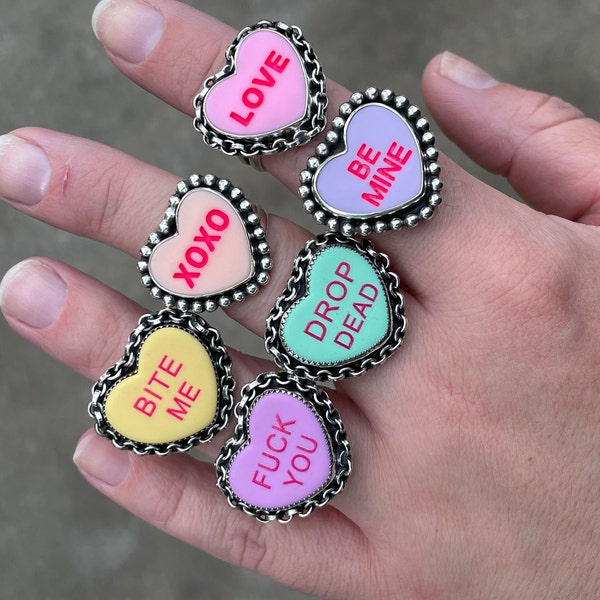 6 Multicolor Mean Curse Word Conversation Heart Resin Cabochons ...