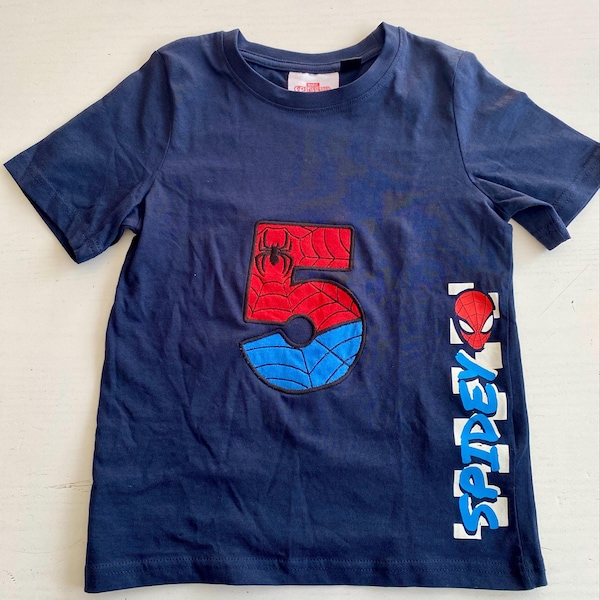 Birthday Applique Embroidery Design, Spider 5th Birthday Applique ...