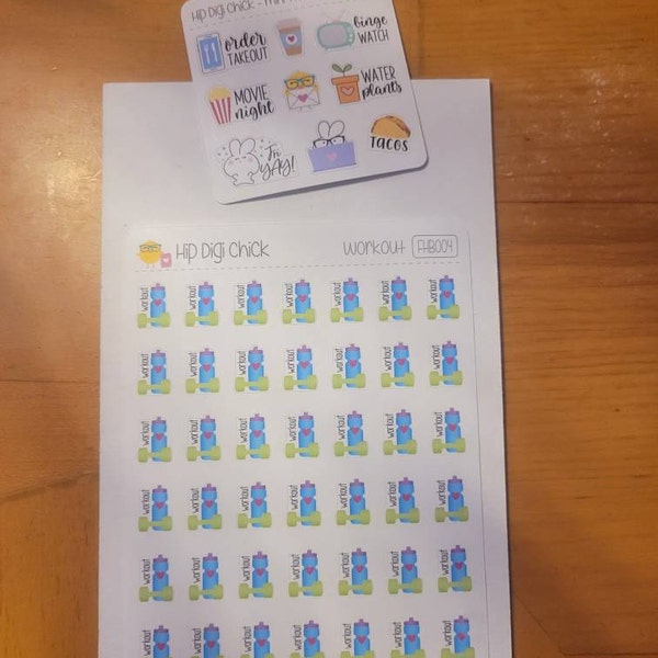 Workout Exercise Planner Stickers - Water Bottle & Hand Weight - Etsy