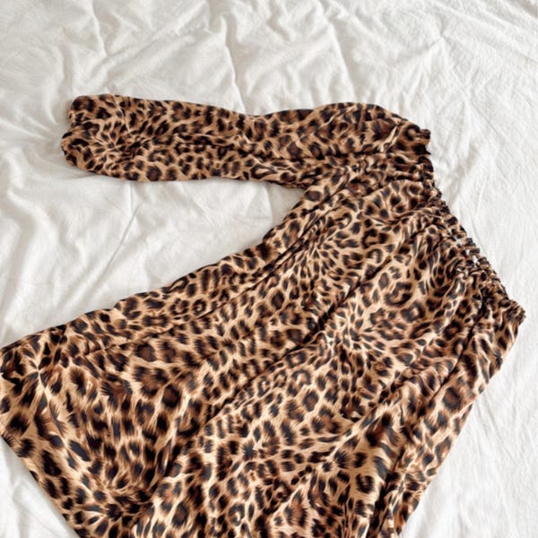 A Line Dress With Side Slit Pattern Spaghetti Strap Dress Thigh High ...