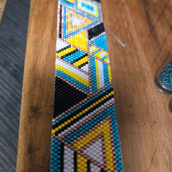 Bead Crochet Bracelet Pattern, Pastel Geometric Bracelet Pattern, Seed ...