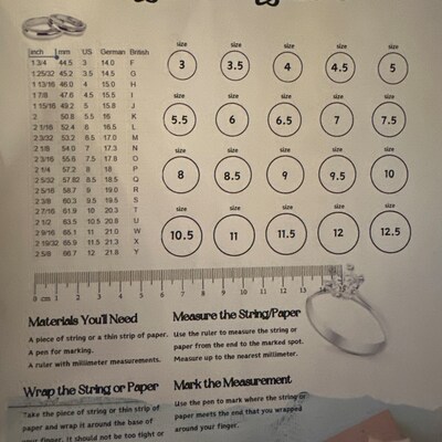 Ring Size Chart Printable Ring Sizer, Ring Size Guide, Printable Ring ...