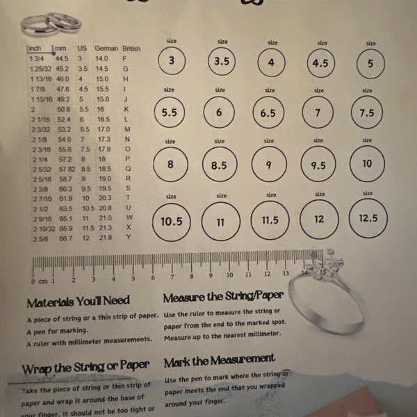 Ring Size Chart Printable Ring Sizer, Ring Size Guide, Printable Ring ...